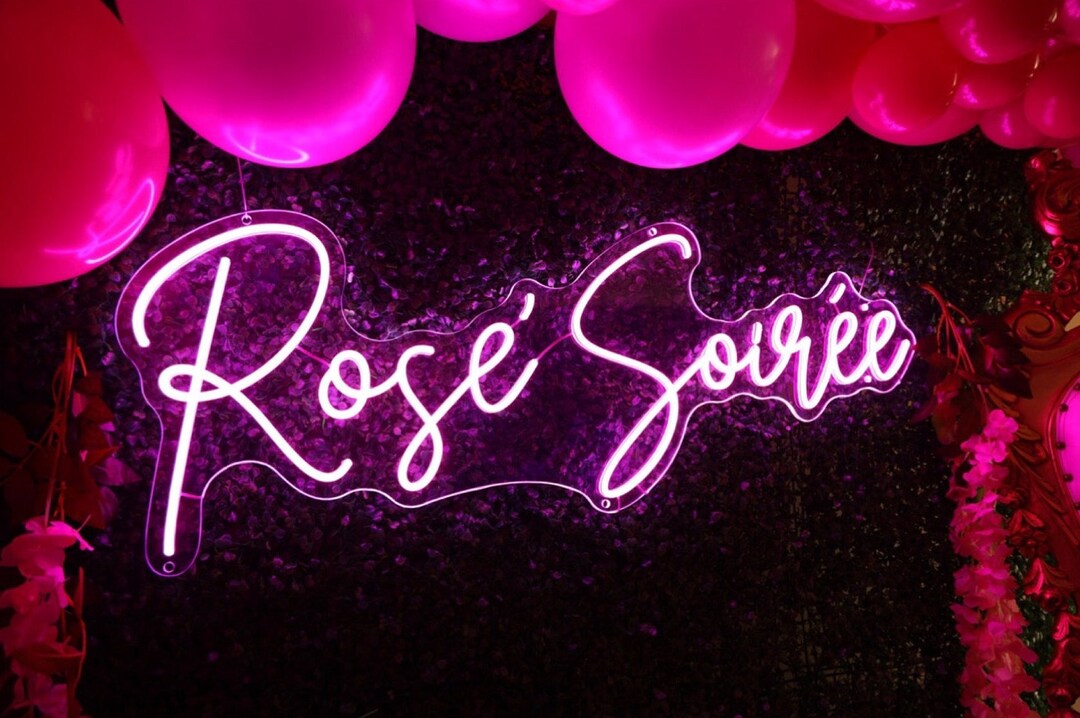 Rose Soiree Neon Sign, Birthday Neon Sign, Neon Party Backdrop, Neon ...