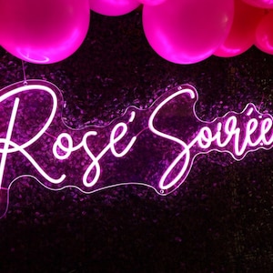 Rose Soiree Neon Sign, Birthday Neon Sign, Neon Party Backdrop, Neon ...