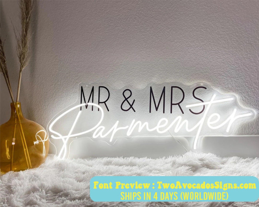 Mr. and Mrs. Neon Sign, Custom Neon Sign, Printed Neon Sign Neon ...
