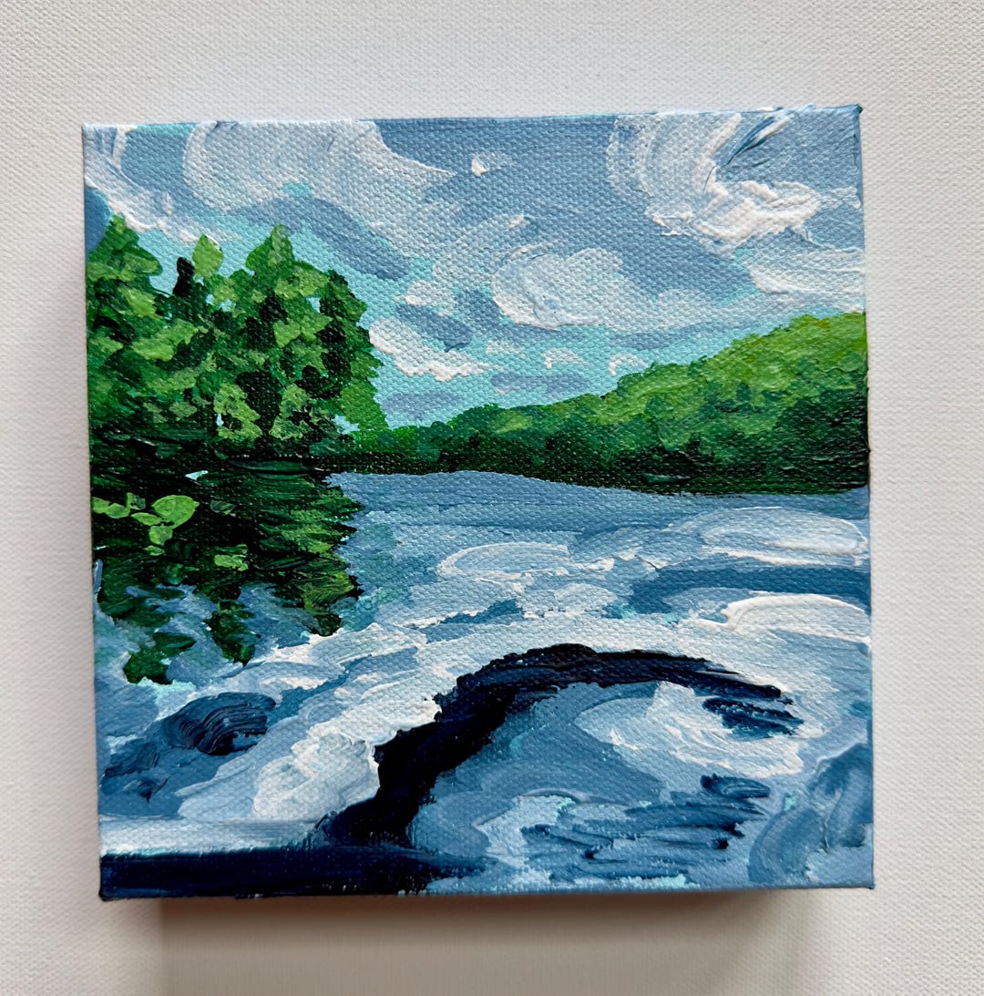 Maine 6x6 Original Landscape Painting Torsey Pond - Etsy