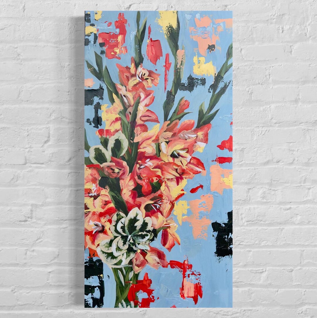 Glad You’re Here - 36x18” Abstract Gladiolus Original Painting - Etsy