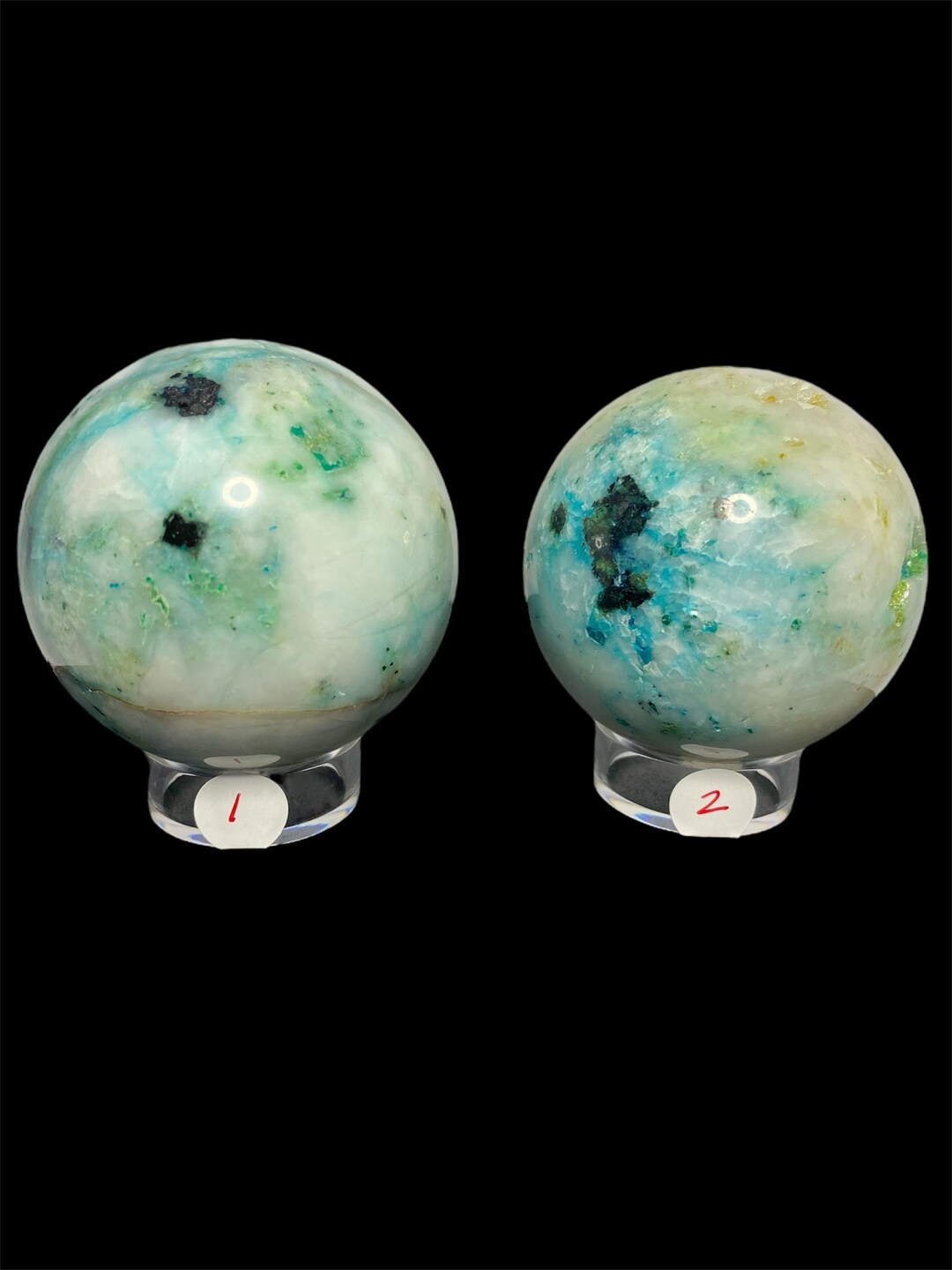 Phoenix Stone Sphere Includes Stand Shown Chryscolla, Malachite and ...
