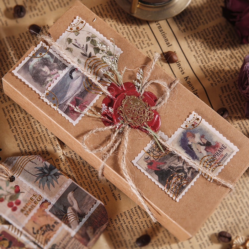 HOT Gold Foil Vintage Illustration Stamp Set 40pcs/pkg - Etsy