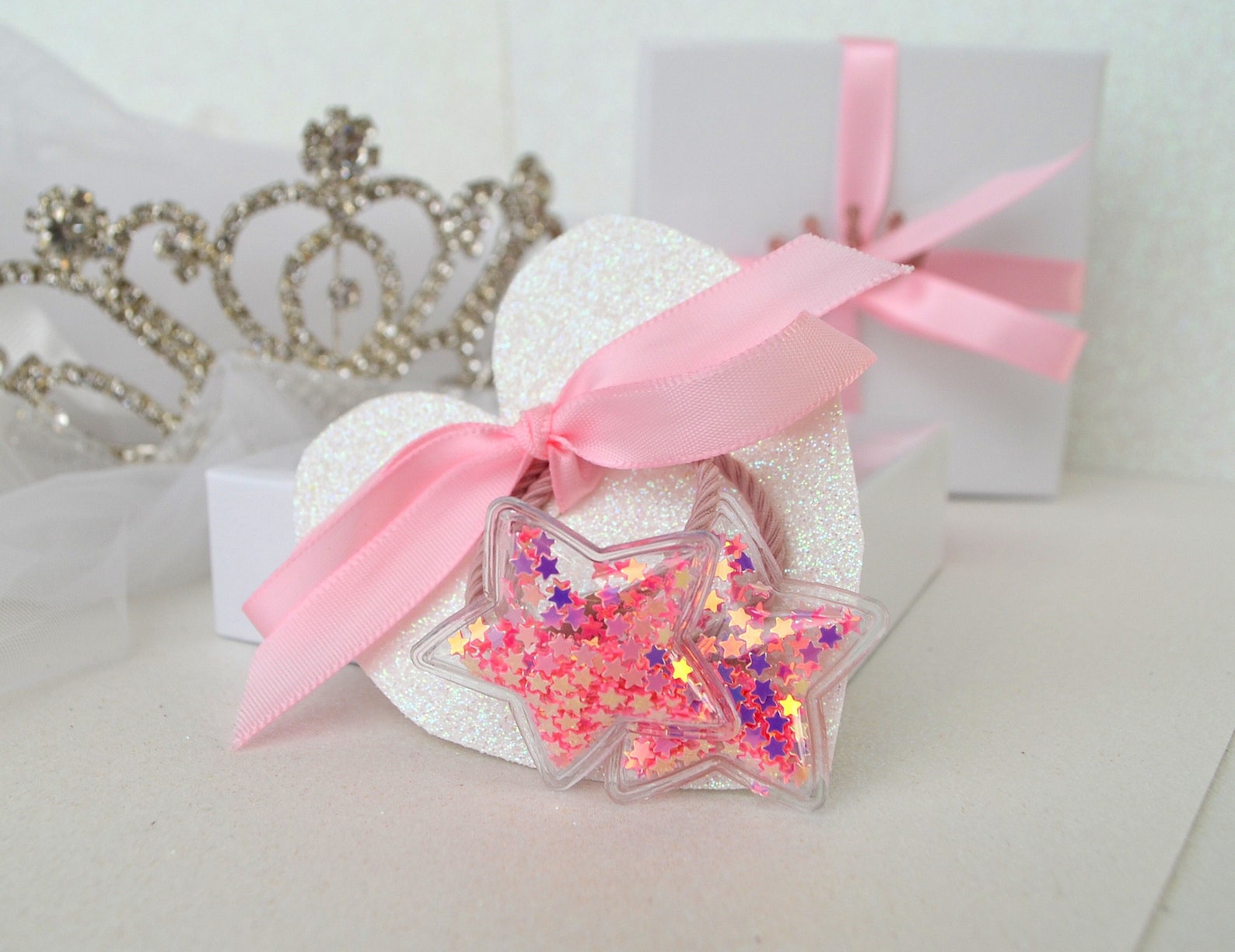 Ballerina Sparkle Glitter Frozen Hair Ties, Pink Kids Confetti Hair ...