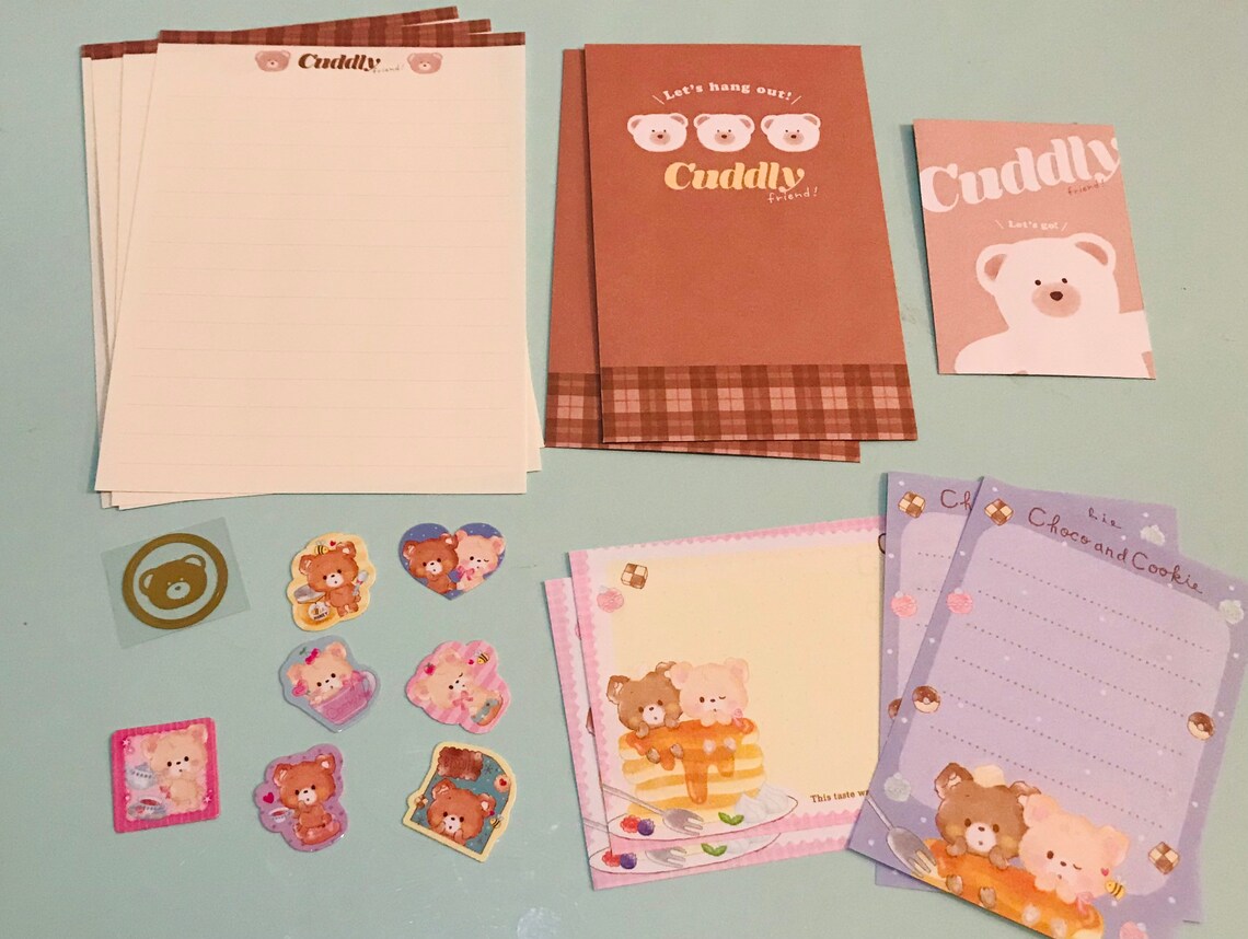 Kawaii Japanese Mini Stationery Set Cuddly Bear Or Colorful Etsy