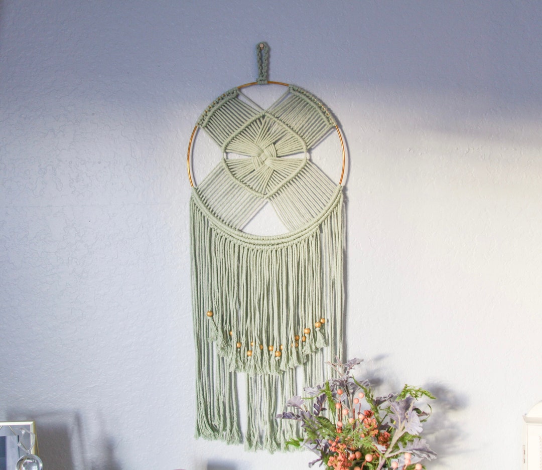 Aqua Macrame Hoop Wall Hanging Wall Hanging Macrame Dream - Etsy