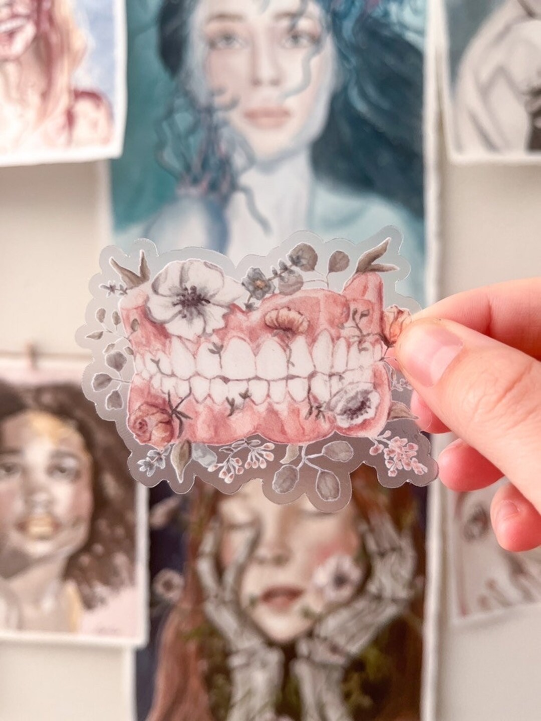 Floral Teeth Clear Sticker - Etsy