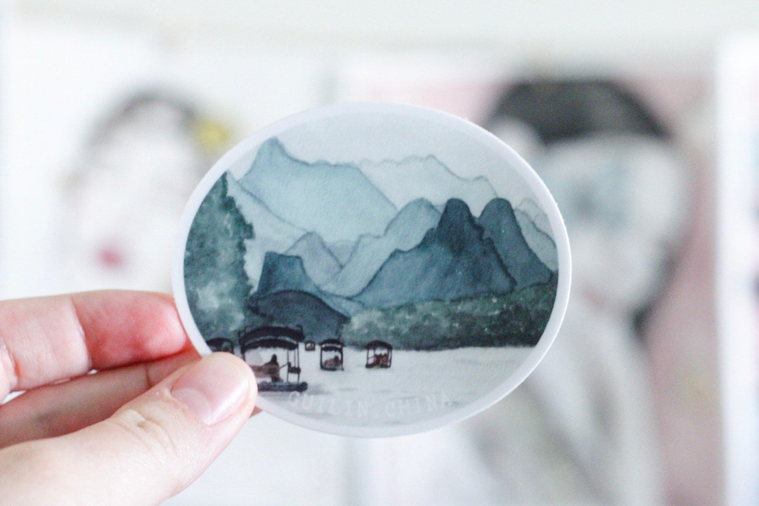Watercolor Guilin, China Sticker - Etsy