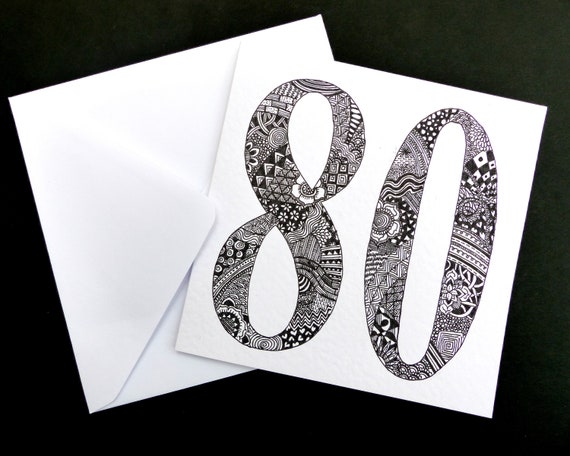 Handmade Original 80th Birthday Card | Etsy