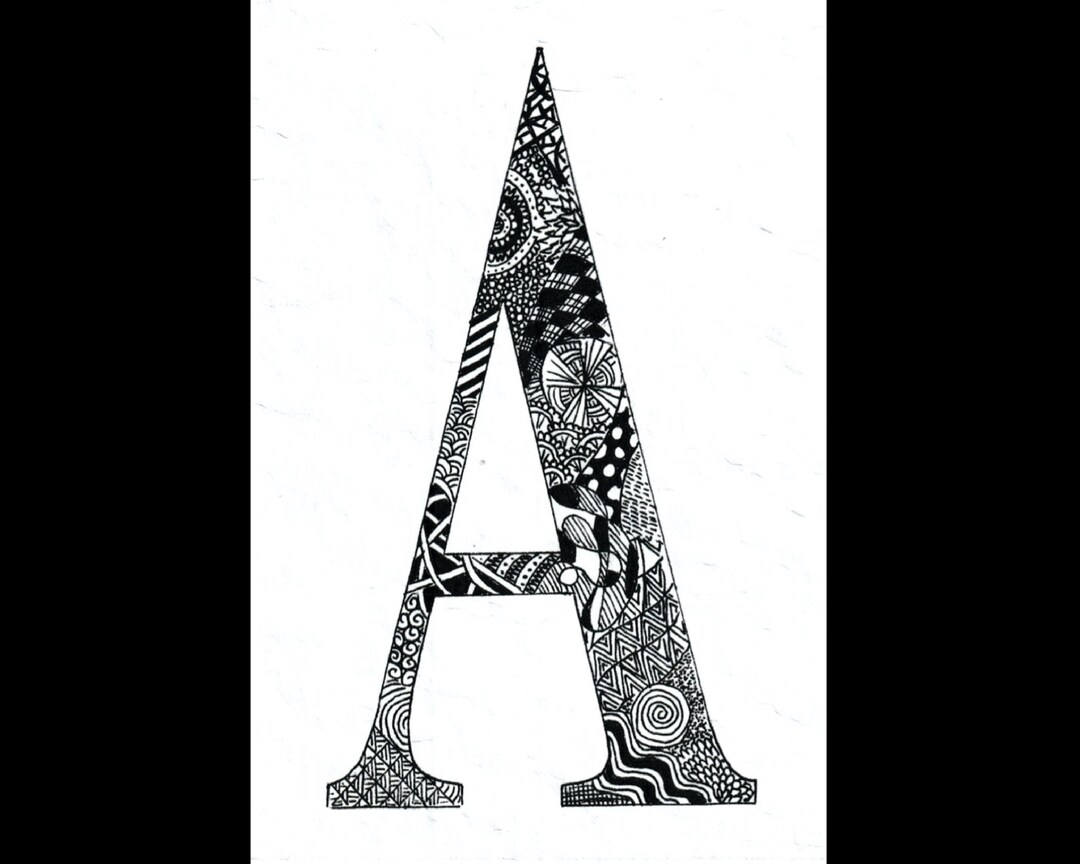 Black and White Letter Art: Hand-drawn Originals - Etsy UK