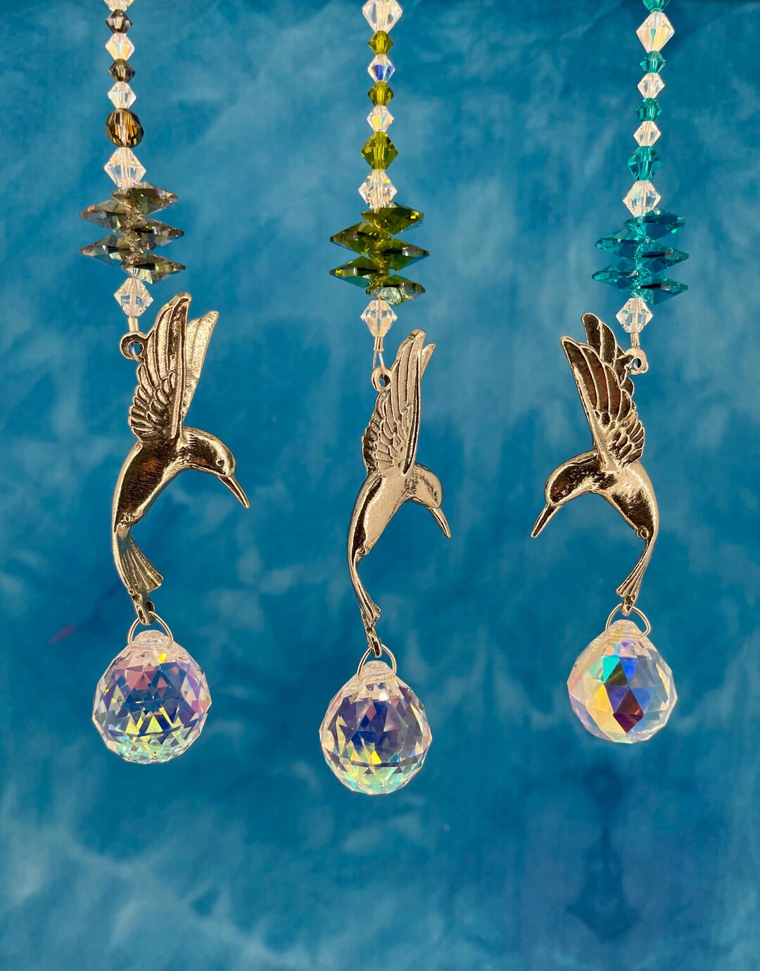 6” Swarovski Crystal Bead HUMMINGBIRD Suncatcher Rainbow Maker, Window ...