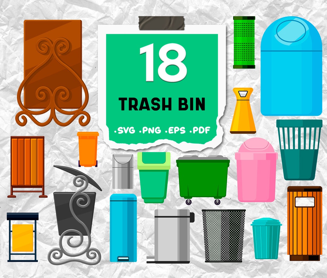 Trash Bin SVG, Trash Bin PNG, Trash Bin Vector Clipart, Trash Bin ...
