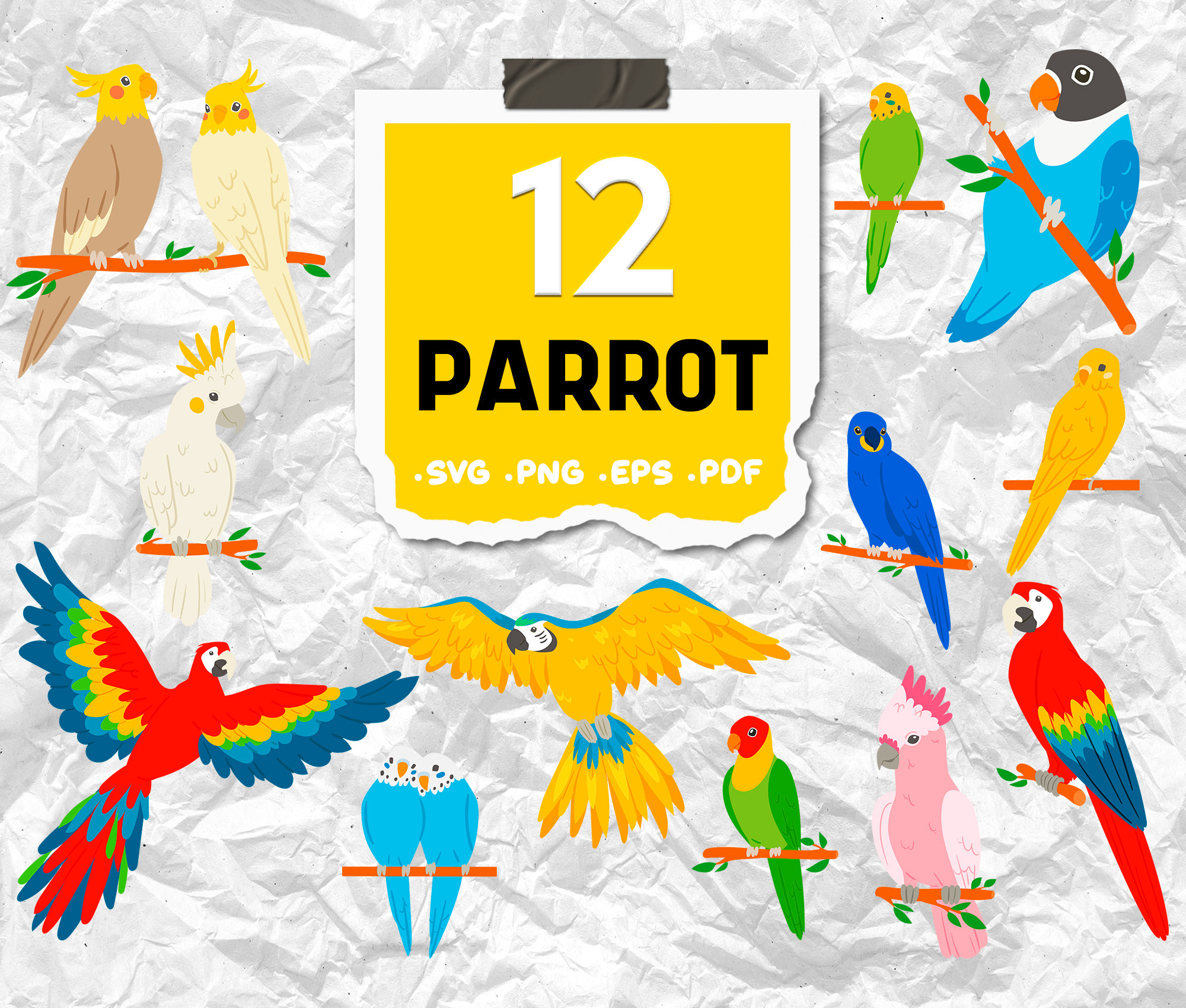 Parrot Svg,parrot SVG Silhouettes, Parrot Clipart, Bird Svg, Parrot ...