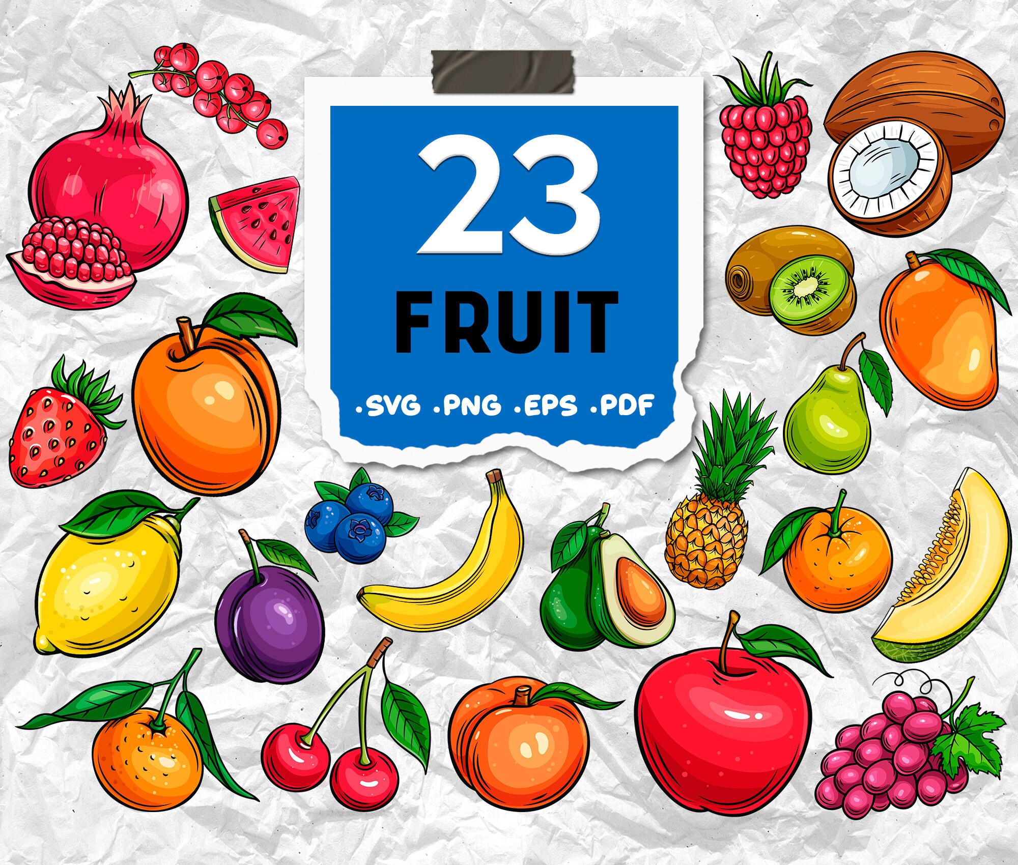 Fruits Svg,fruit SVG Bundle, Tropical Fruit Svg,fruit Svg,banana Svg ...