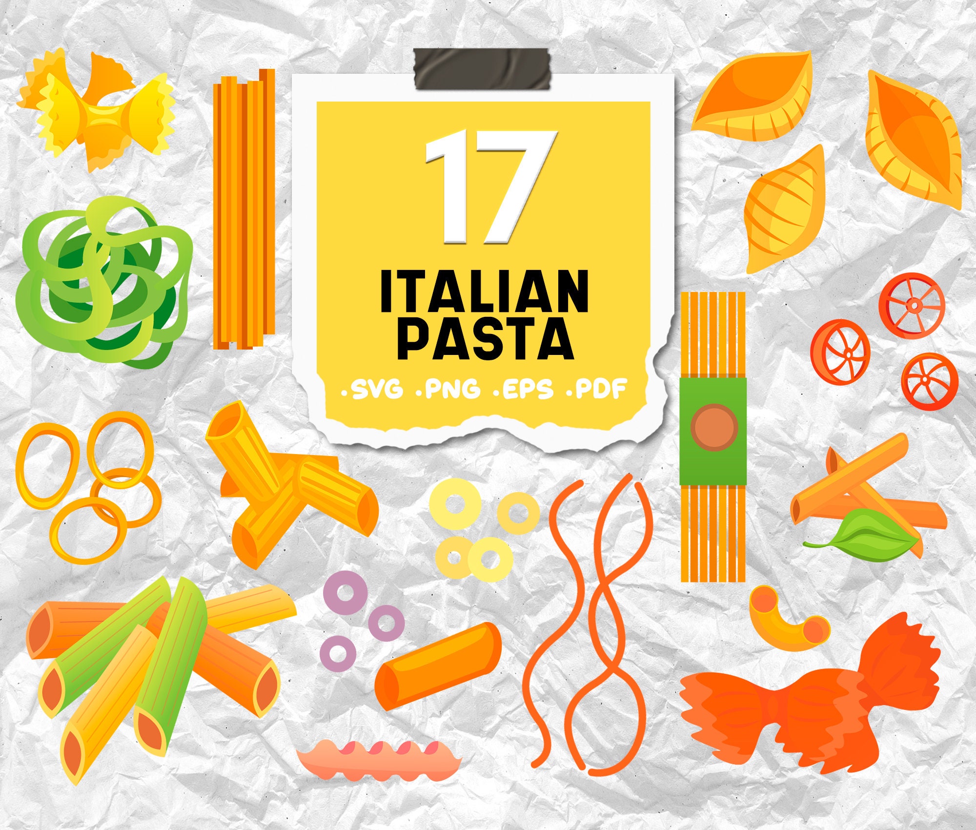 Svg de pasta italiana, svg de pasta, svg de espaguetis, pasta digital ...