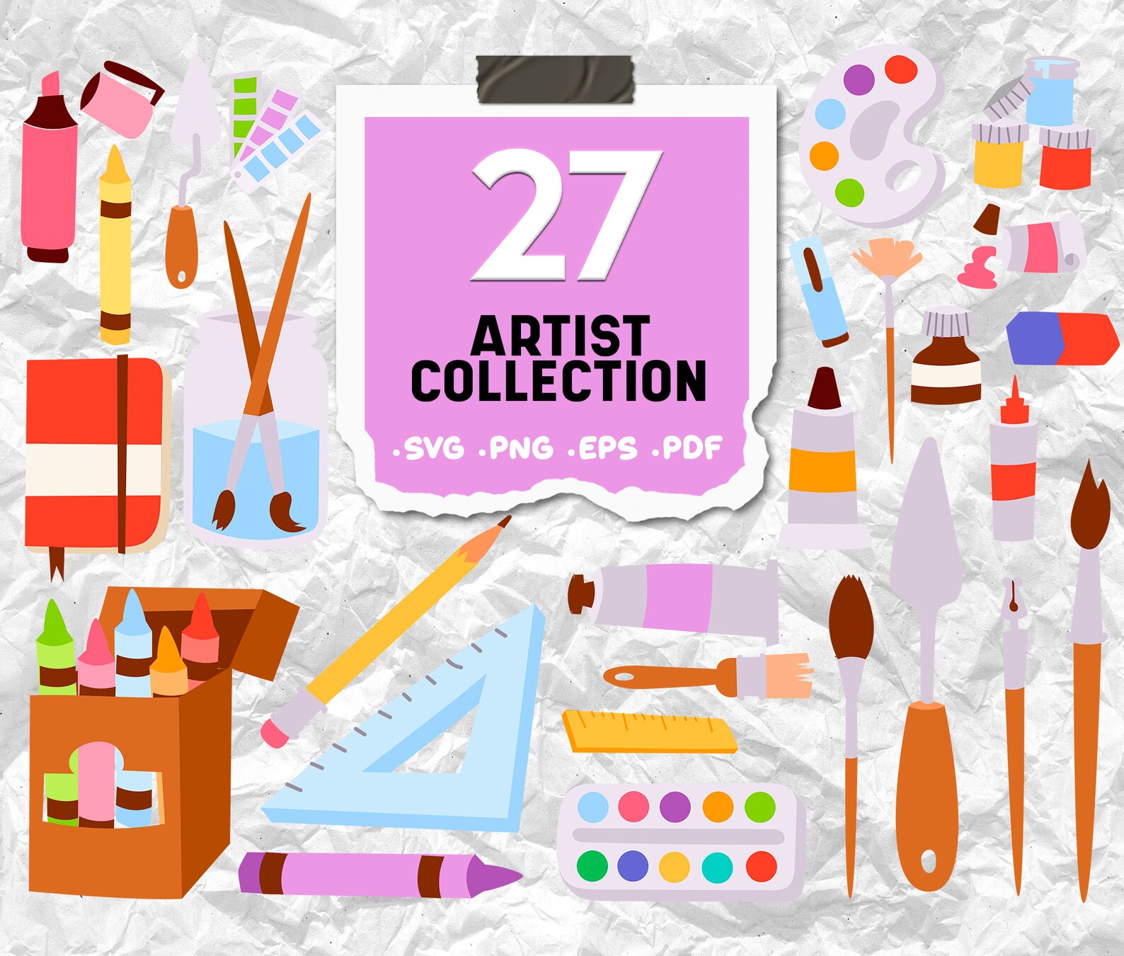 Artist Collection Svg Art Equipment Svgcraft Supplies - Etsy