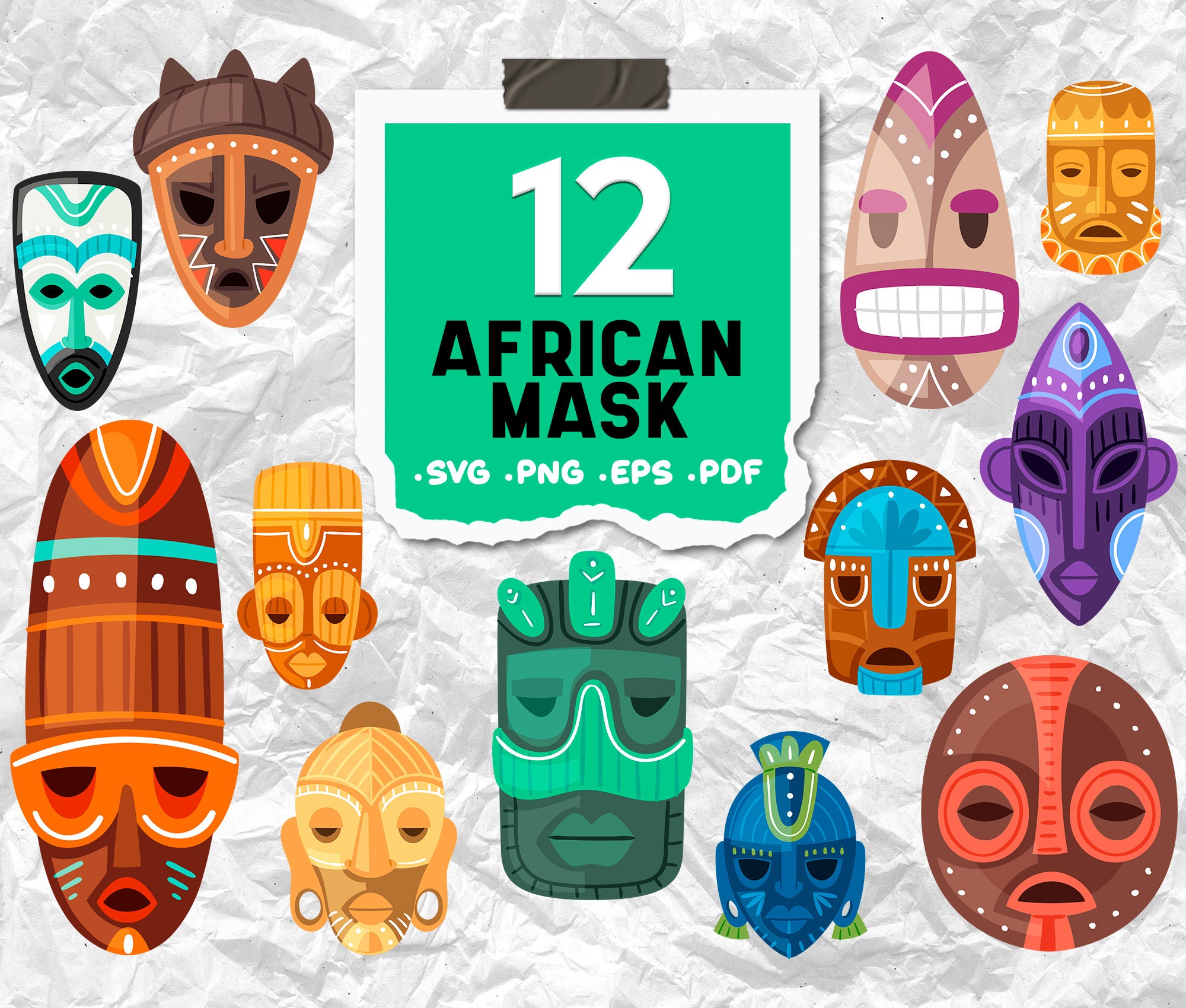 Colorful Animal African Masks