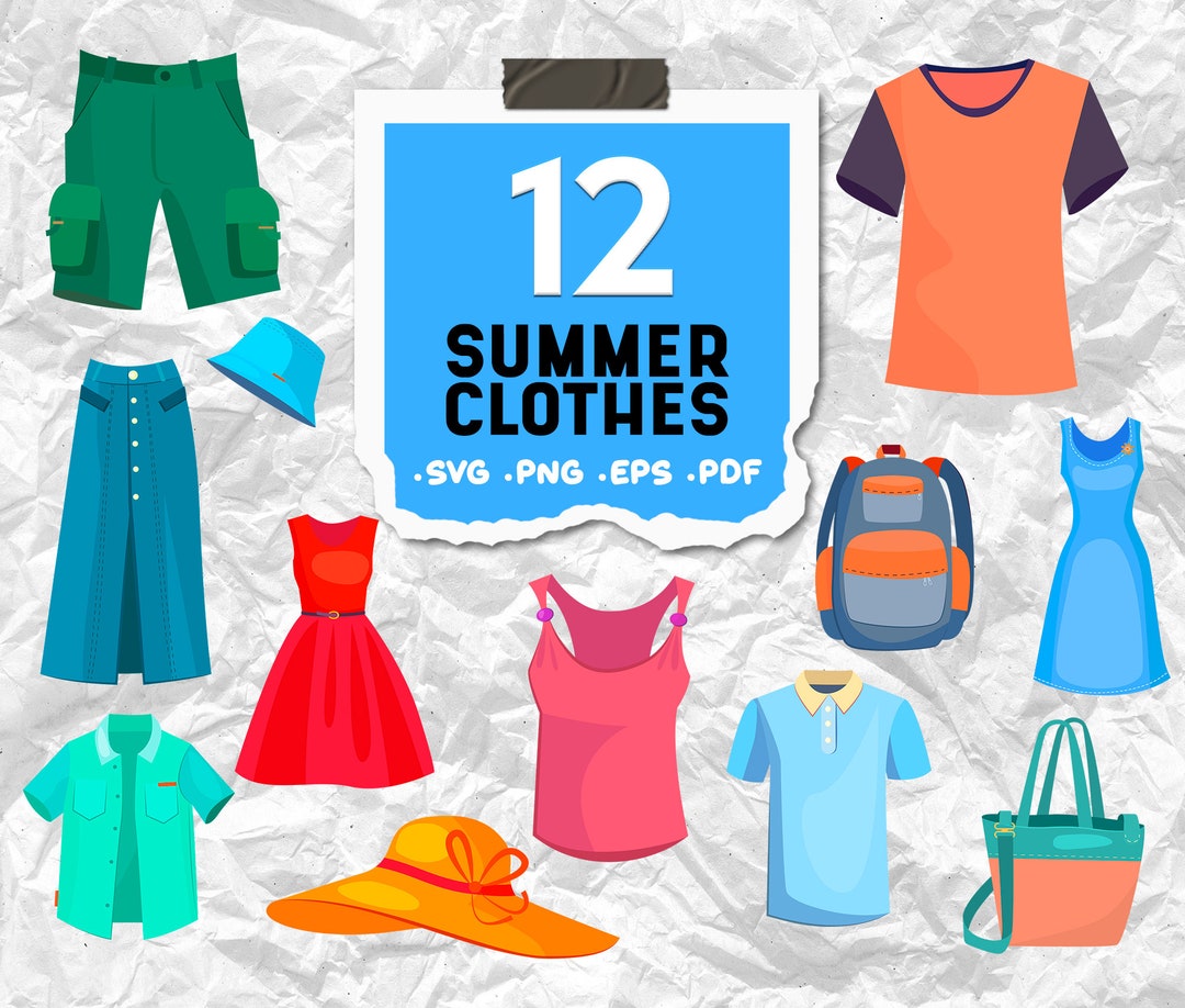 Summer Clothe Svg, Clothe Svg, T-shirt Svg, Dress Svg, Bag Svg, Pants ...