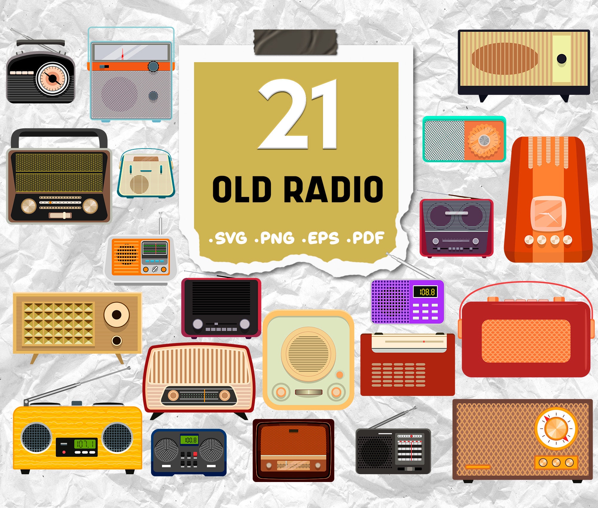 Old Radio Svg,radio Clipart,radio Boombox,cassette Tape, Player ...
