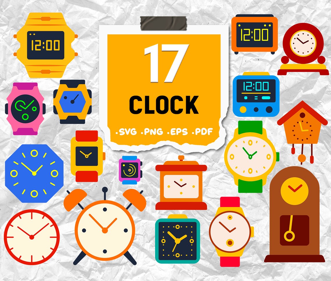 Clock SVG Clock Clipart Clock Svg File Clock Vectorwatch | Etsy