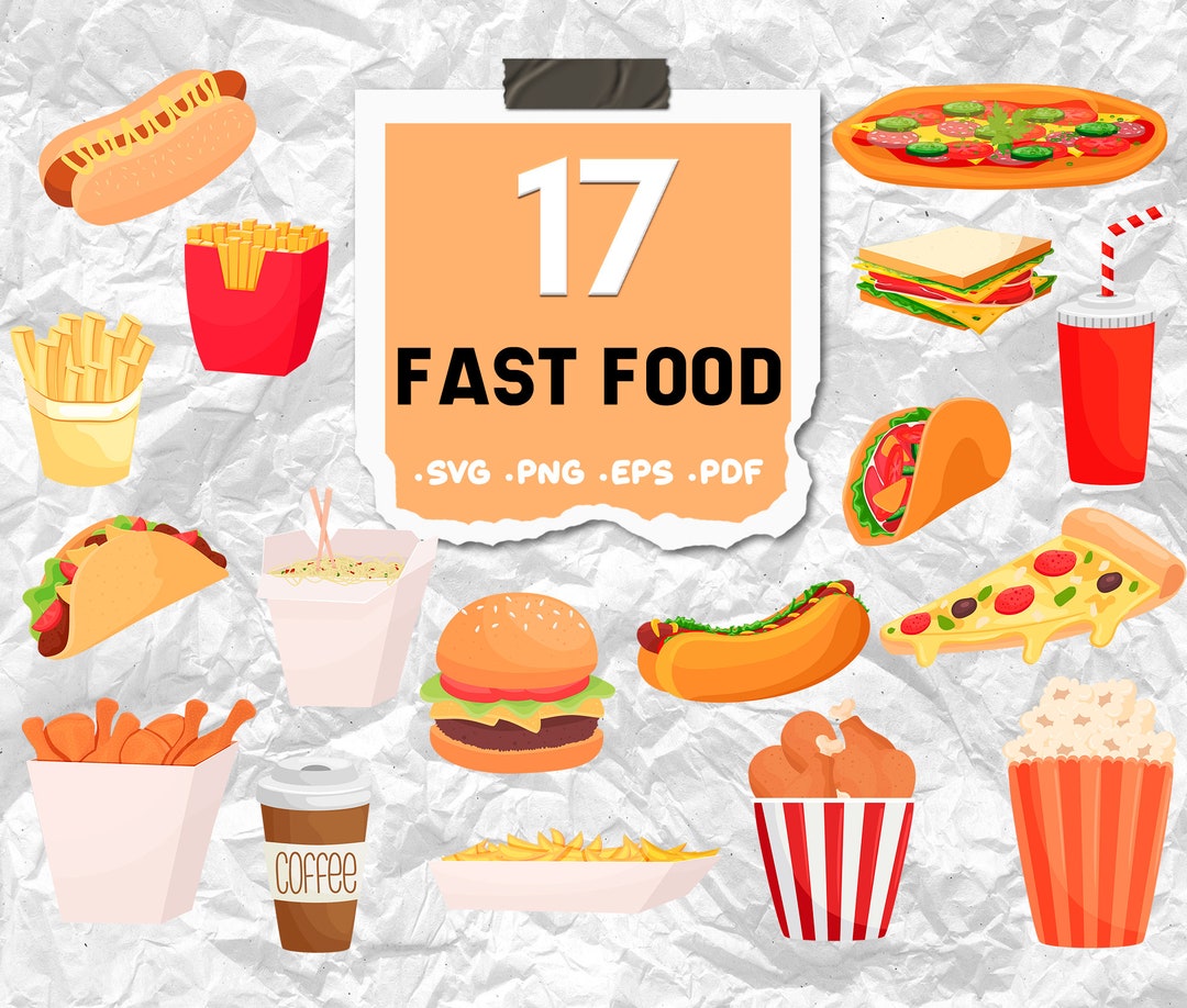 Fast Food Svg,fast Food SVG, Taco, Hamburger, Chips, Doughnut, Hot Dog ...