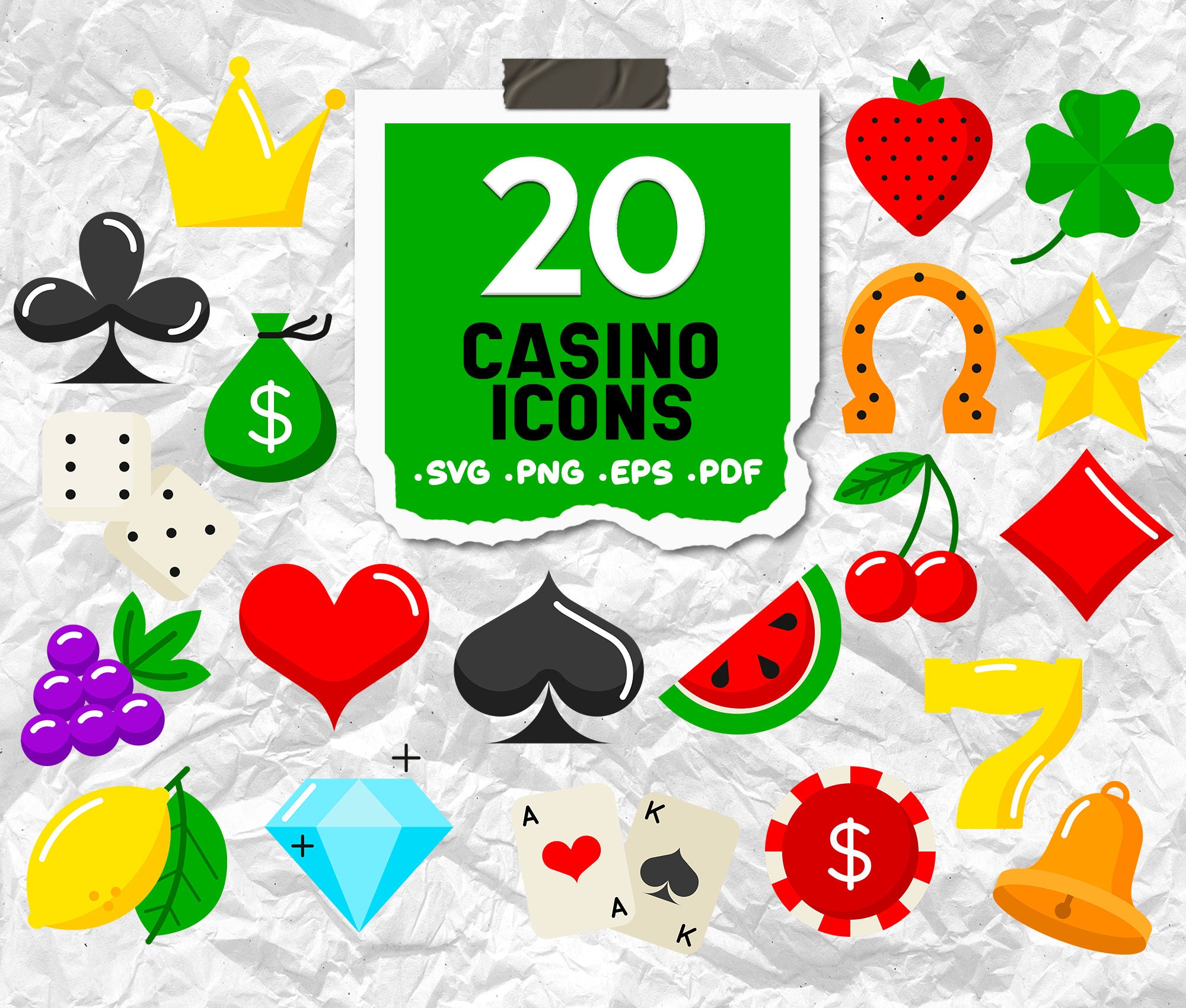 Casino Icons Svg,casino Vector Clip Art, Casino Print, Casino Image ...
