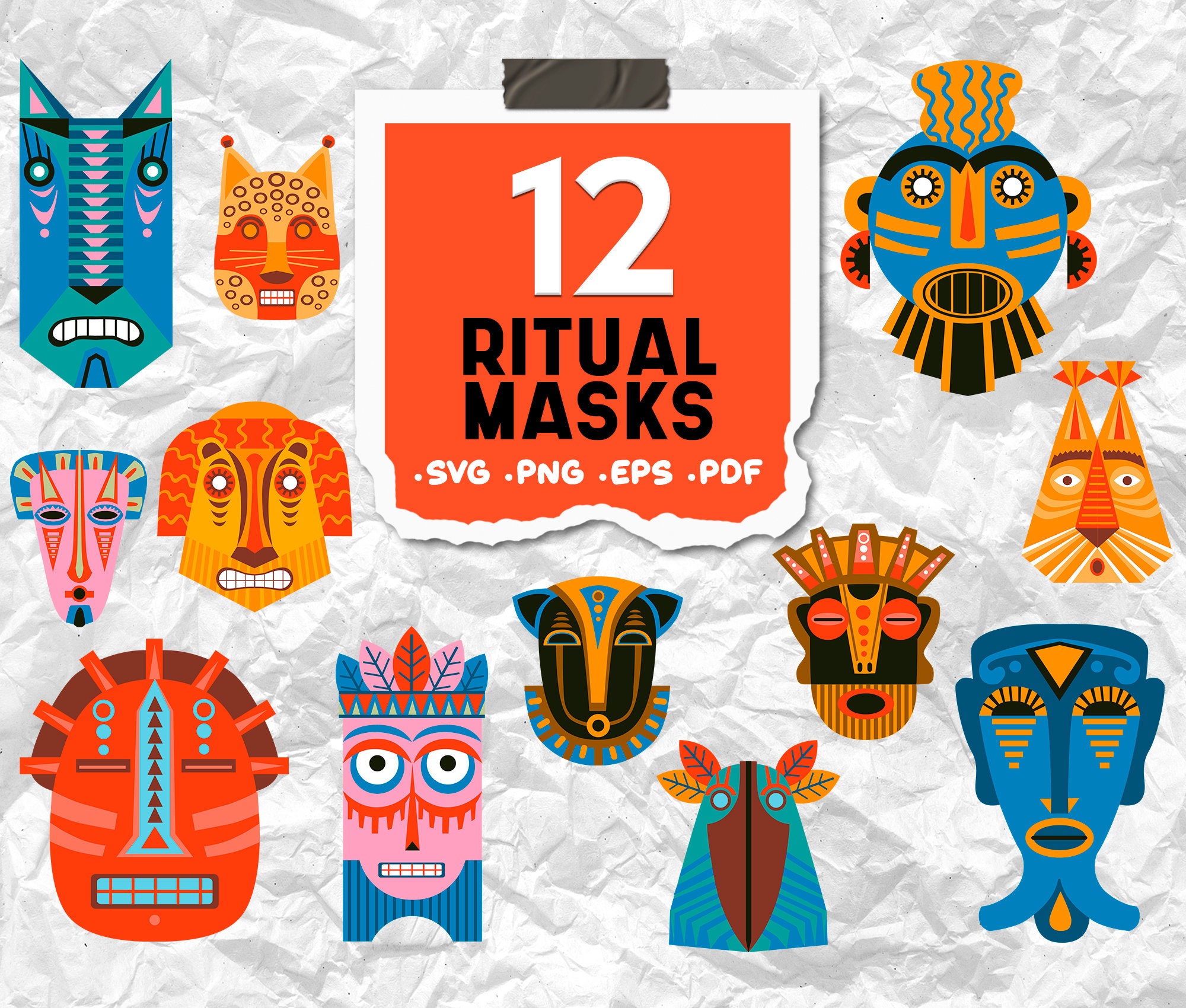 Ritual Masks Svg,ethnic Face Masks, Face Mask Svg, African Mask Svg ...