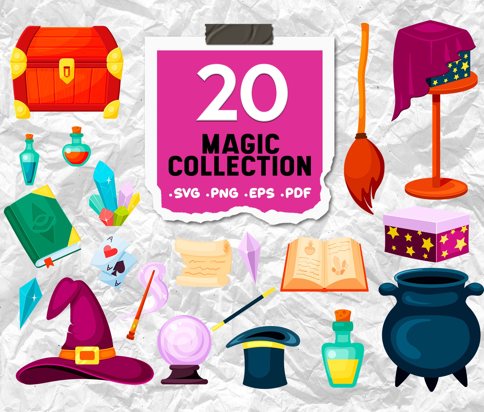 Magic Collection Svg, Magician Svg, Magic Hat, Magic Elements Svg ...
