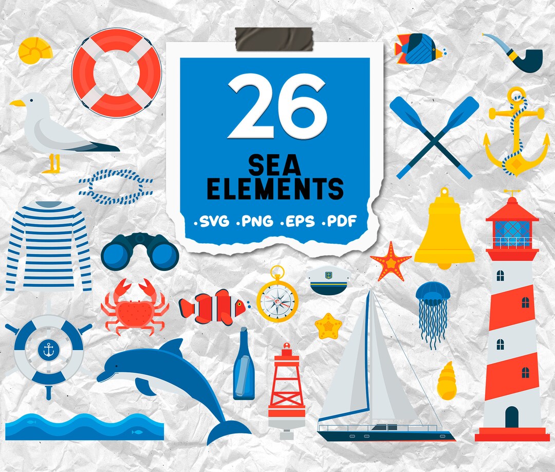 Sea Elements Svg,elements Underwater Svg, Seal Svg, Under the Sea Svg ...