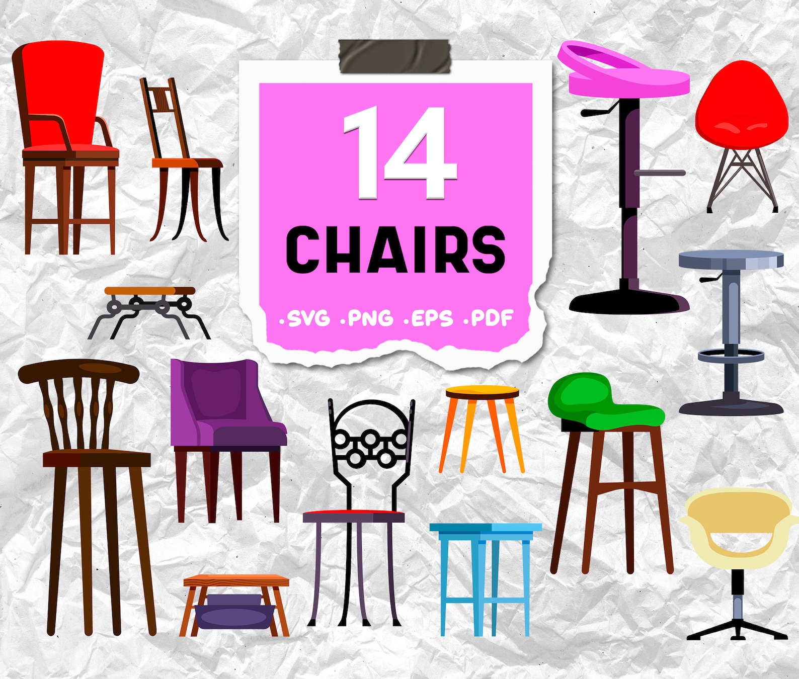 Chairs Svg,chair SVG Bundle,chair Clipart, Furniture Svg,chair Vector ...