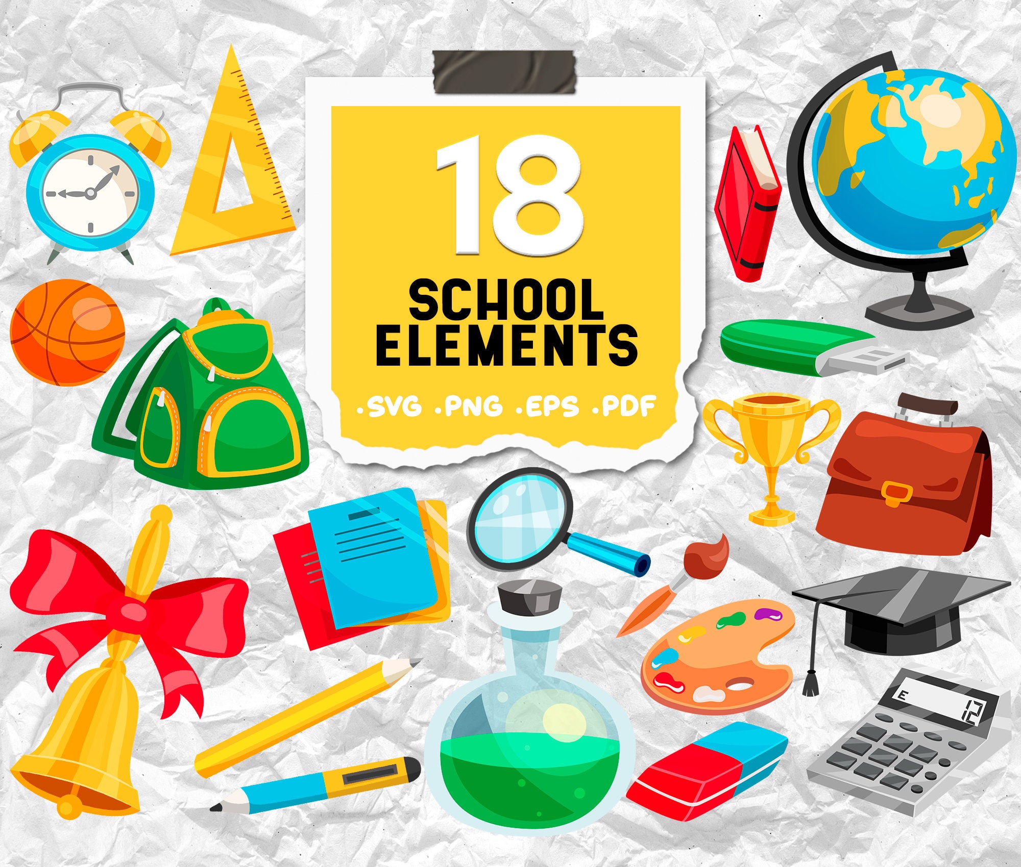 School Elements Svgschool SVG Bundle Teachers Vectordesign - Etsy