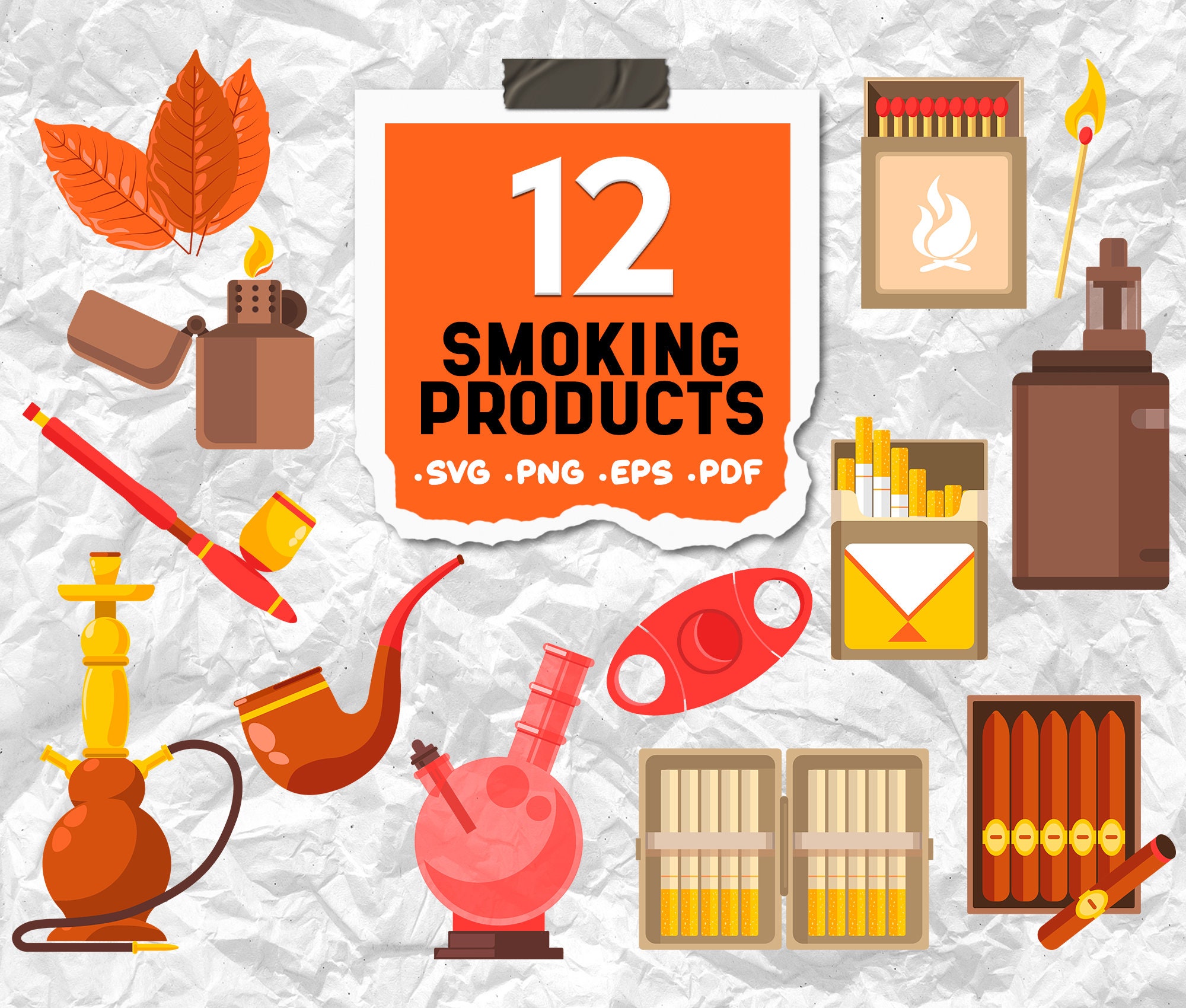 Smoking Products Svg, Smoking Svg,cigar Svg Silhouette, Vector Tobacco ...