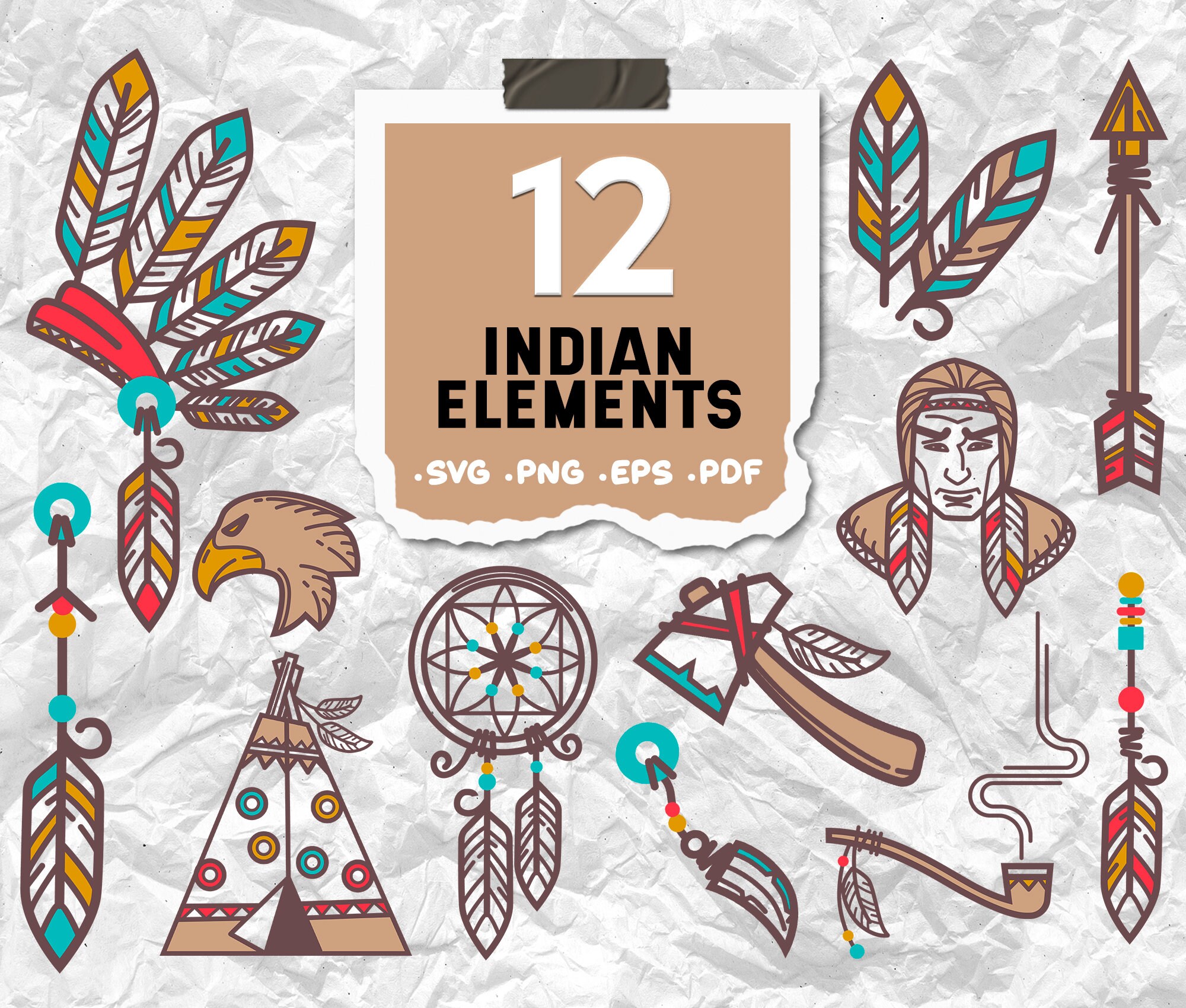 Indian Elements Svg,feathers,dreamcatcher Svg,native American Indian ...