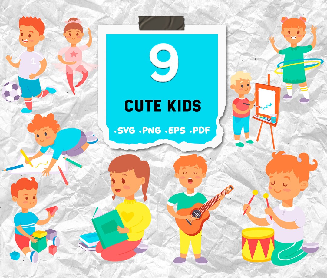 Cute Kids Svg,kids Clipart, Children Clipart, Girl Clipart, Boy Clipart ...