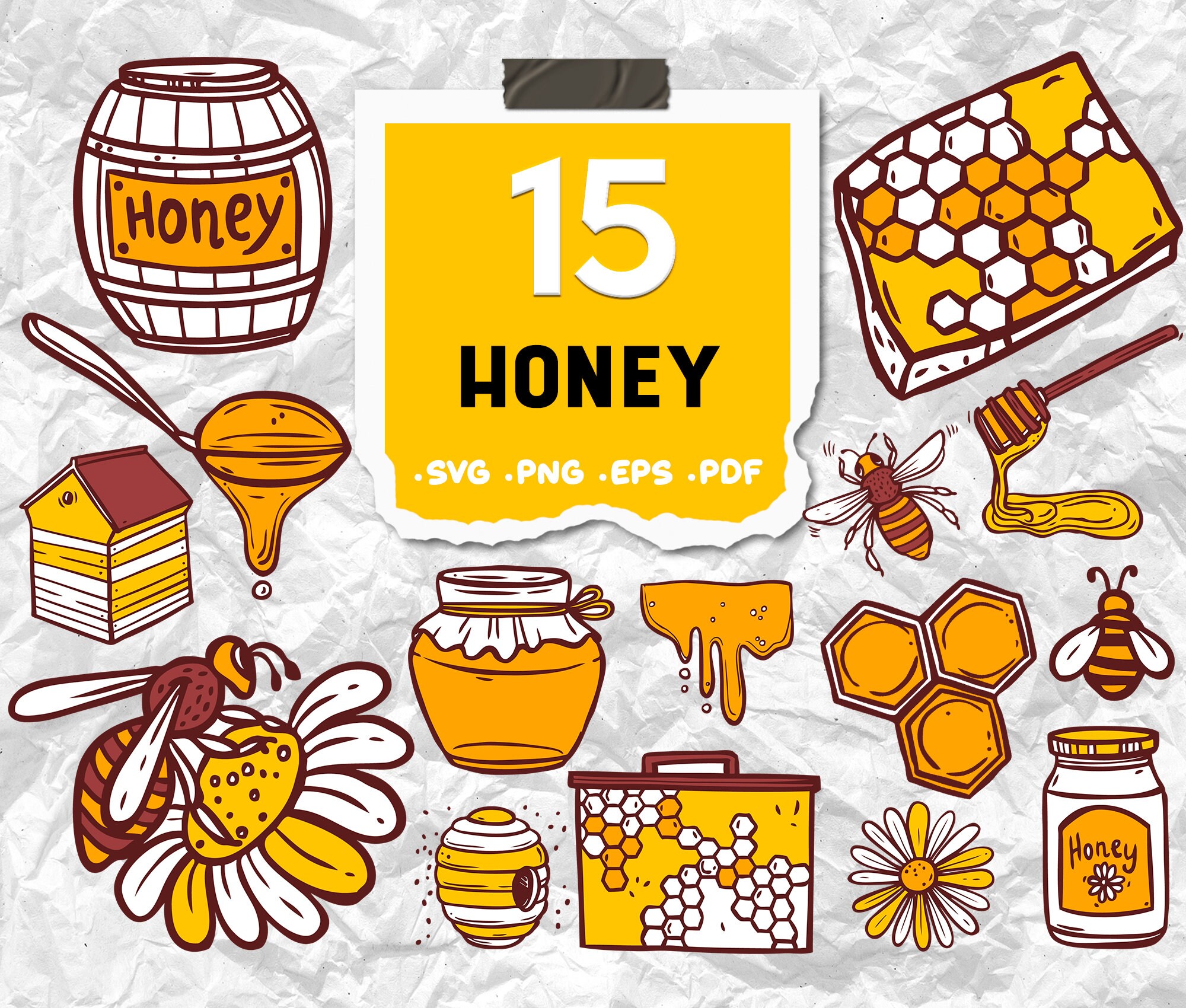 Honey Svg,honey Bee Svg, Honey Drips Svg, Honeycomb Svg, Dripping ...