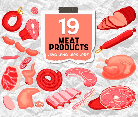 Meat Products Svgbundle Pork Svg Clipart Food Clipart Bbq - Etsy