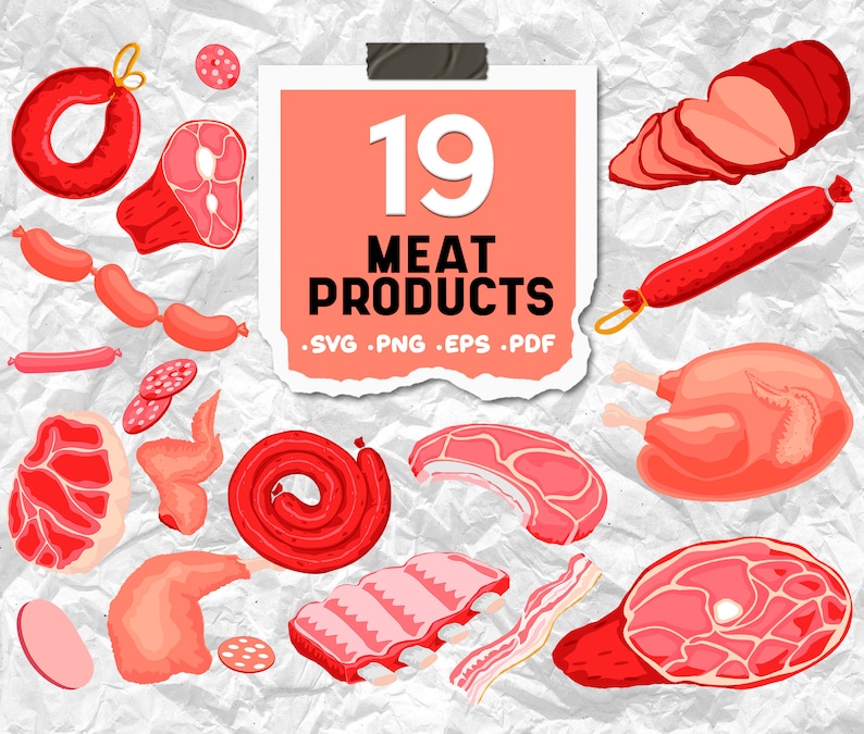 Meat Products Svg,bundle, Pork Svg Clipart, Food Clipart, Bbq Clipart ...