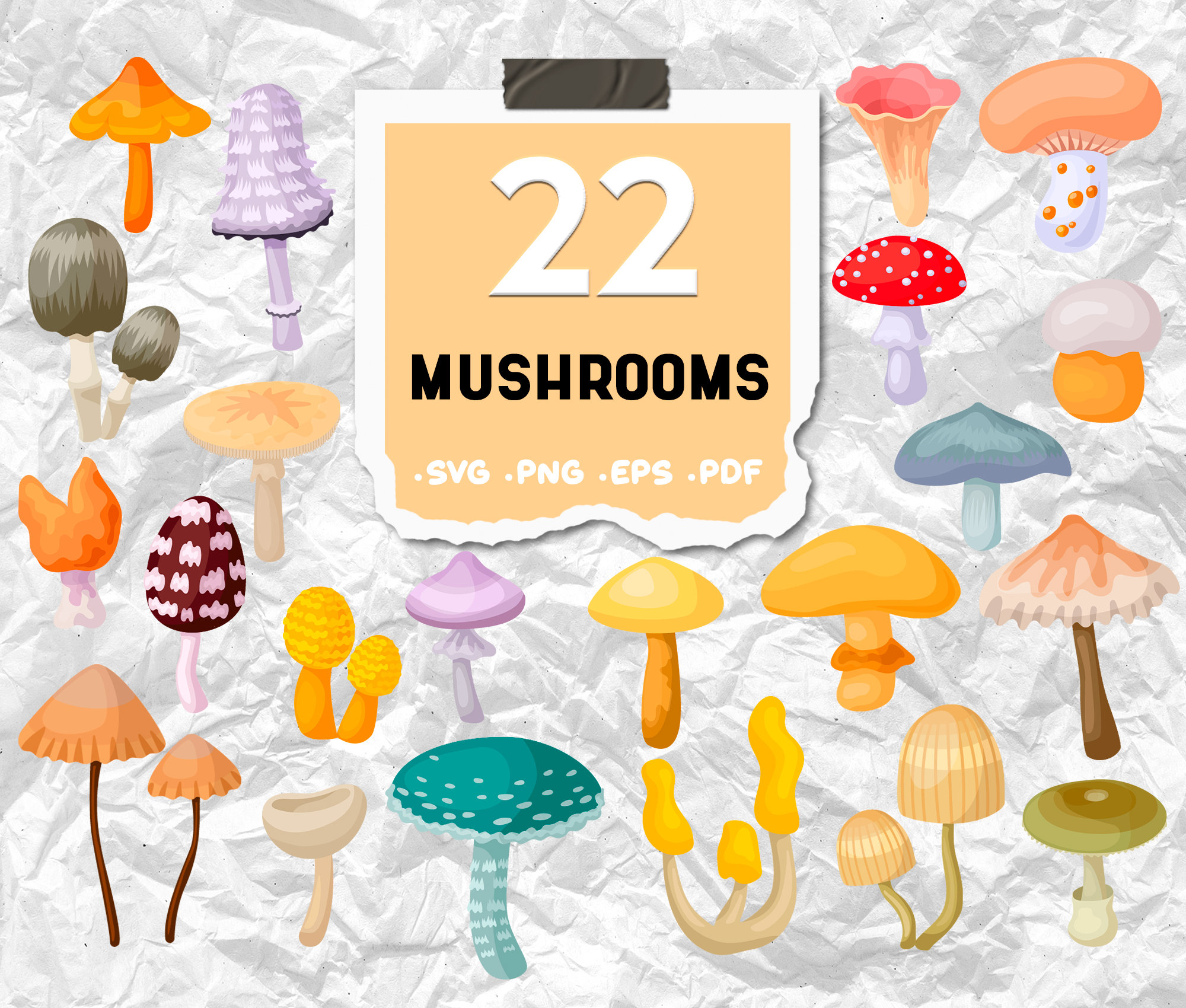 Mushrooms Svg,mushrooms Clipart Collection, Mushrooms SVG Bundle ...