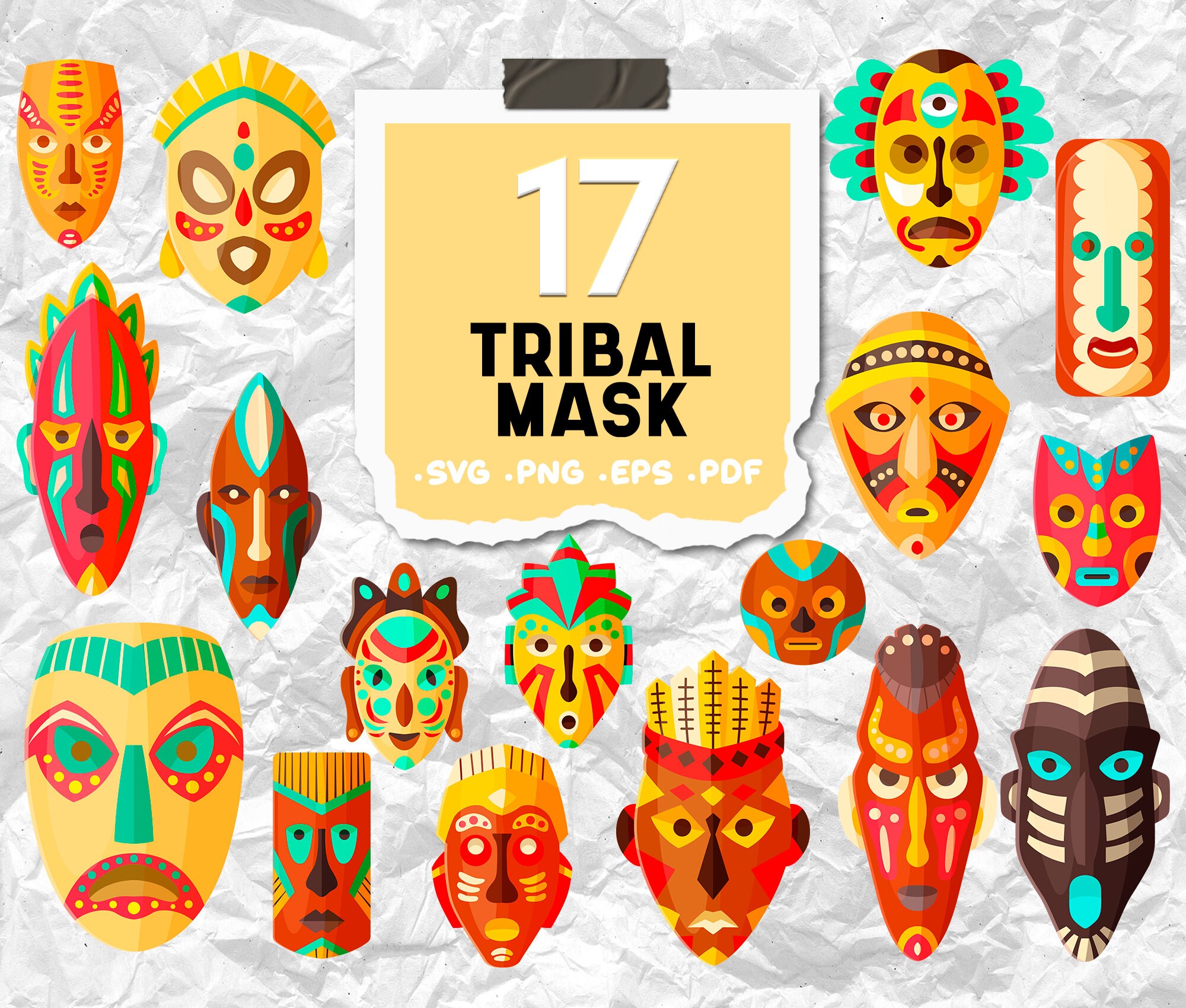 African Tribal Masks Vector
