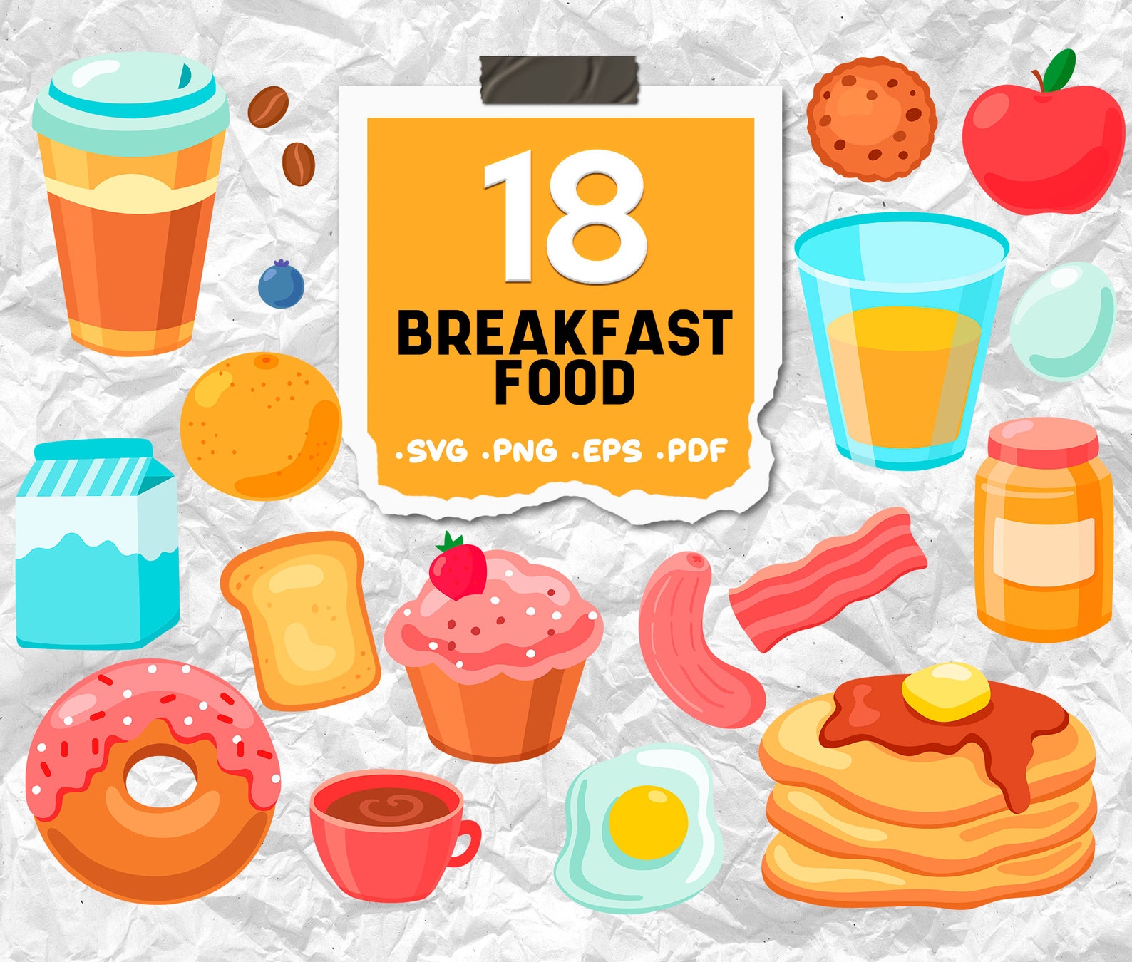 Breakfast Food Svg,breakfast Clipart,breakfast SVG, Brunch Clip Art ...