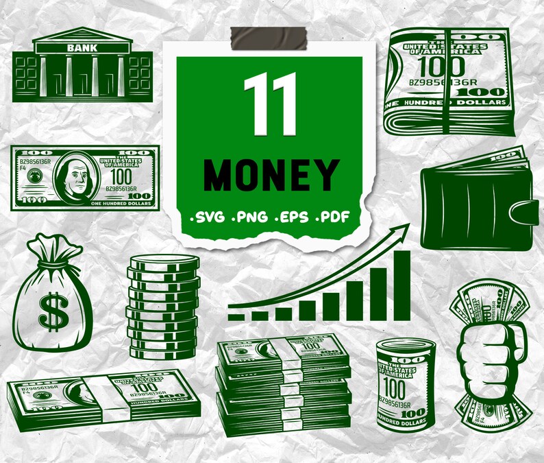 Money Svg,money Bag With Dollar Sign Svg,money Bundle Svg,money Svg ...