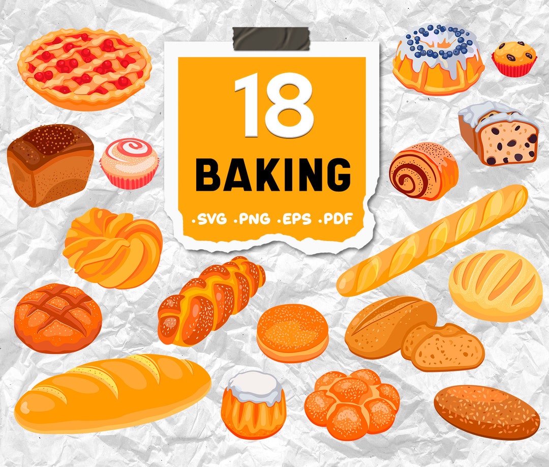 Svg de hornear, svg de pan, elementos de panadería, silueta de svg de ...