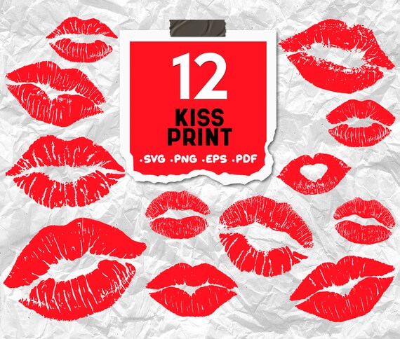 Kiss Print Svglips SVG Kiss SVG Lips Print Svg Red Lips | Etsy