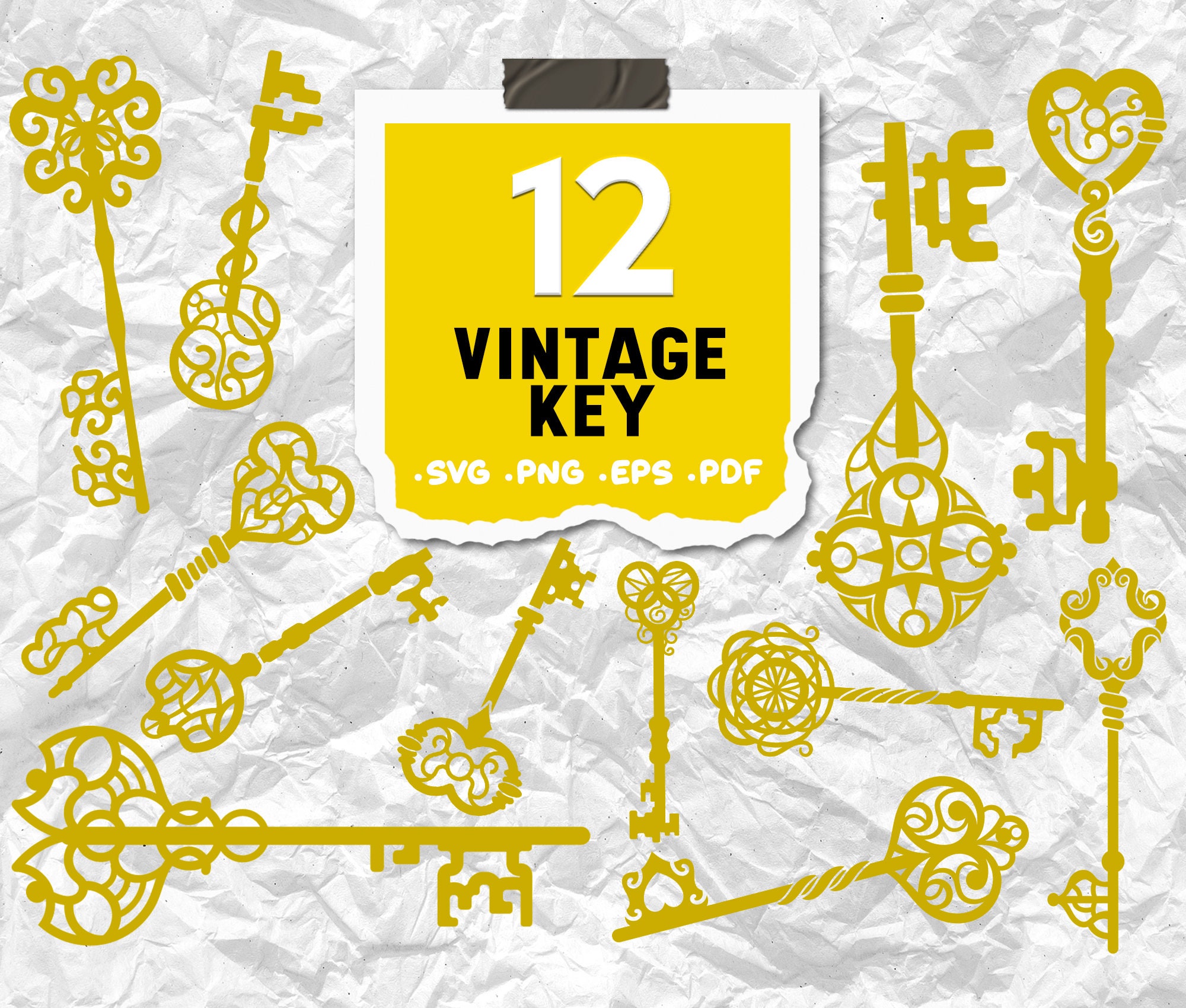 Llave vintage svg, llave svg, llaves svg, archivo vectorial, silueta ...