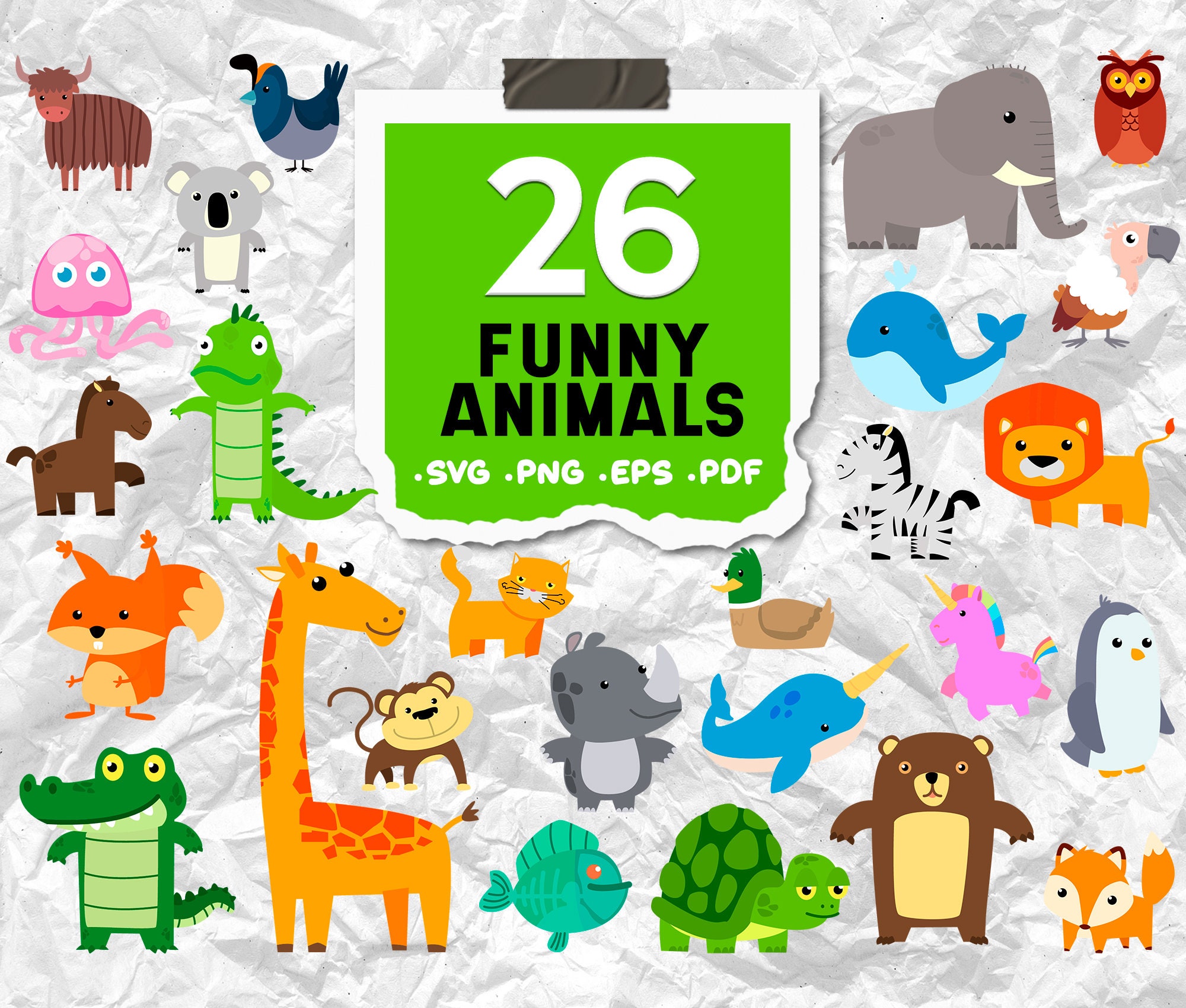 Funny Animals Svg,funny Clipart, Funny Svg File, Funny Vector,animals ...