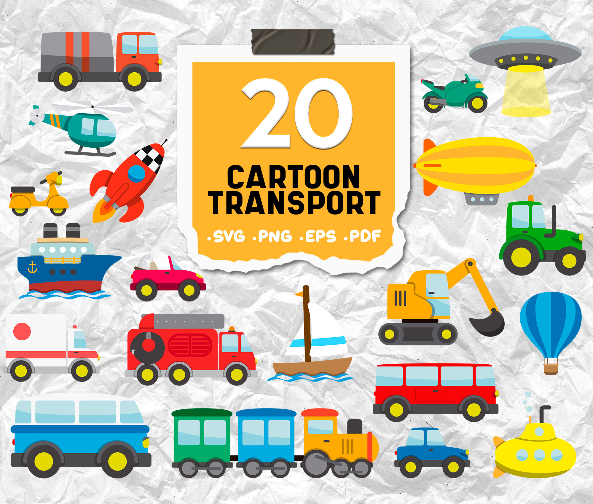 Cartoon Transport Svg,cartoon Cars Svg,kids Car Svg,bus Bundle,vehicle ...