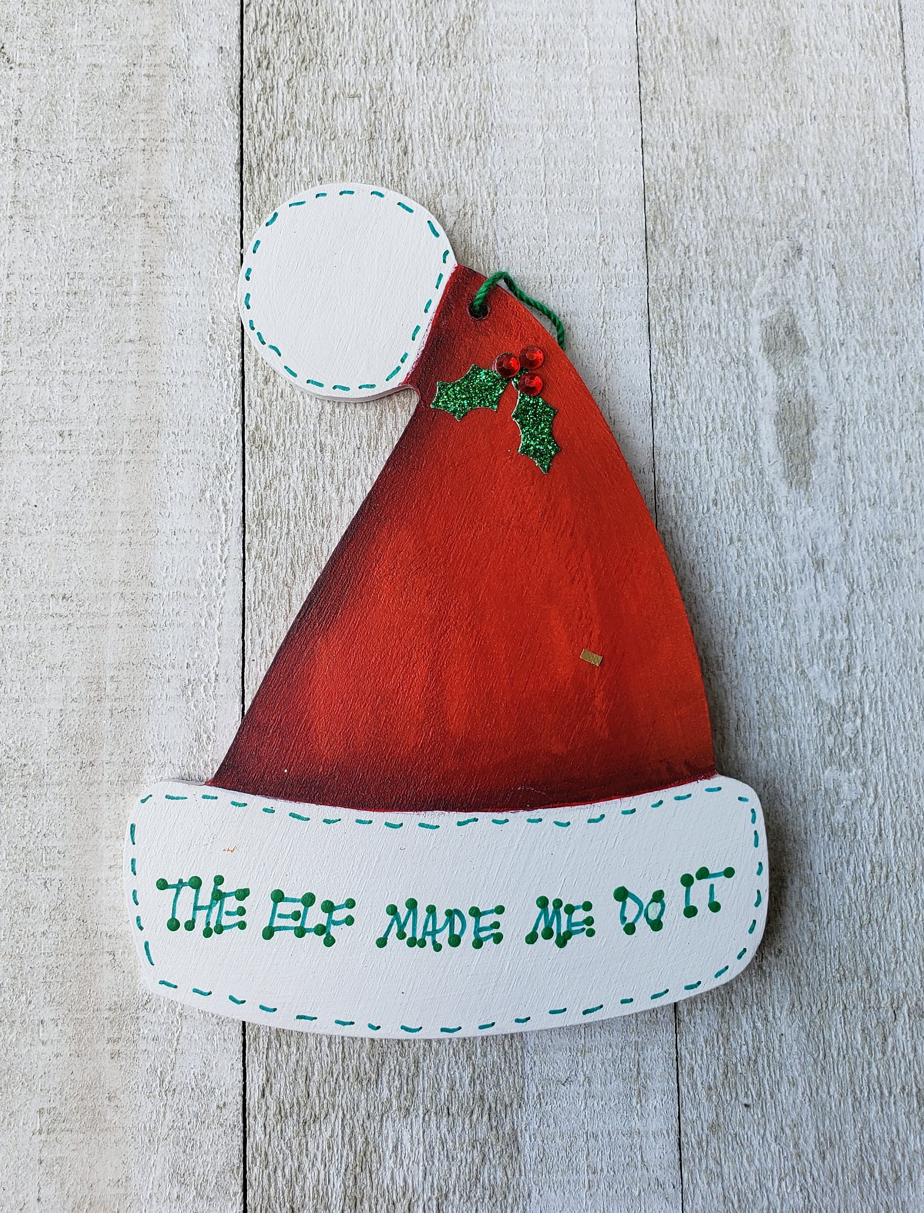 Elf on the Shelf Wooden Christmas Hat Ornament 2 Styles | Etsy