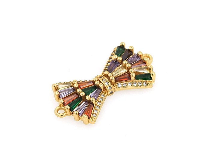 Bow Tie Sideways Connector, Crystal Pave Curved Connector for Bracelet ...