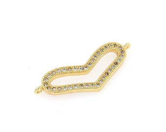 18K Gold Filled Angel Wing Connector,wing Connector, Micropavé CZ Heart ...