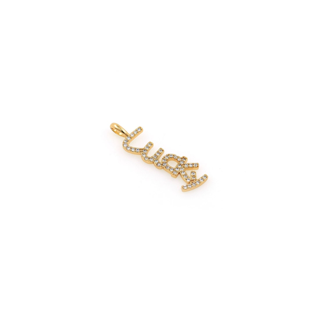 Lucky Letter Pendant, Micropavé CZ Letter Necklace, 18K Gold Filled ...